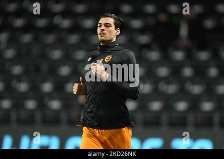 Jacob Greaves #4 of Hull City during the pre-game warm up ahead of the ...