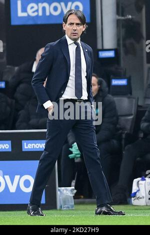 Inter Milan manager Simone Inzaghi during a training session at the ...