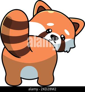 Cute cartoon red panda lying on ground. Vector illustration Stock ...