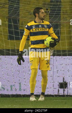 Simone Colombi of Parma Calcio in action during the training session on ...