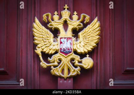 Vladimir Putin, Russia flag, coat of arms and signature Stock Photo - Alamy