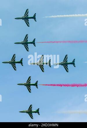 Doha, Qatar. 5th Nov, 2022. Airplanes from the Saudi Hawks aerobatic ...