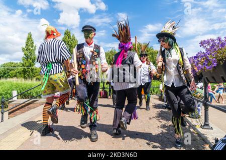 Traditional folk Morris dancers, Dead Horse Morris side, dancing in the ...