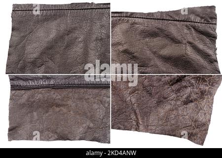 Collection of brown leather textures isolated on white background ...