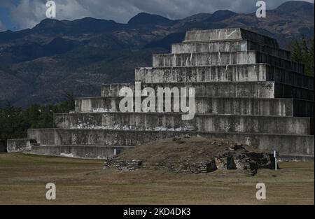 The ruins of Zaculeu, a pre-Columbian Mayan archaeological site on the ...