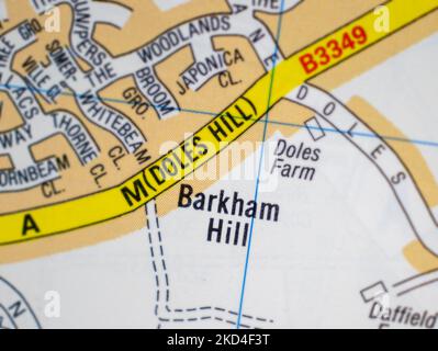Barkham village - Berkshire, United Kingdom colour atlas map town name ...