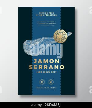 Farm Grown Jamon Abstract Vector Packaging Label Design Template ...