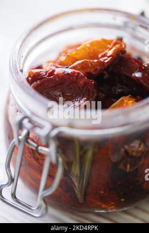 jar of Sun Dried Tomatoes. traditional italian dish Stock Photo - Alamy