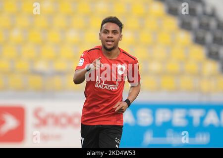 Hashim Ali (17) of Al Rayyan celebrates his goal during the QNB Stars ...
