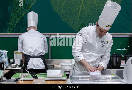 The chef Ian Musgrave of Team United-Kingdom cooking at Bocuse d’Or ...