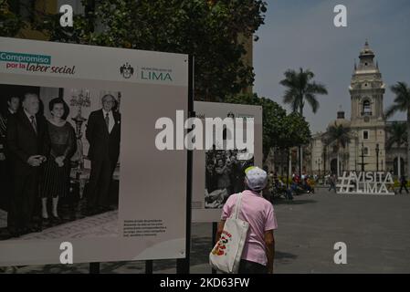 Outdoor exhibition related to Violeta Correa Miller, former First Lady ...