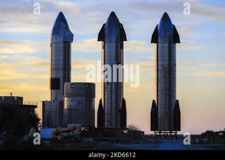 SpaceX's build site in Boca Chica, Texas on March 26th, 2022. (Photo by ...