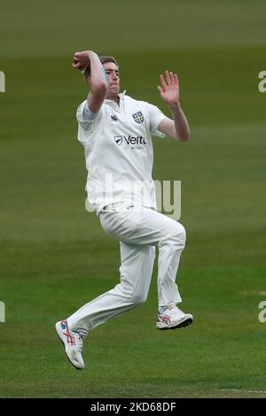 Oliver Gibson of Durham bowls during the MCC University match between ...