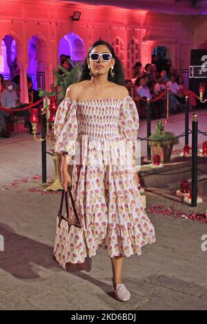 Jaipur: A model display designer handloom collection during the ...