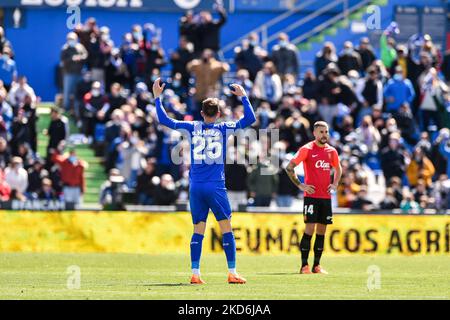 Borja Mayoral of Getafe CF celebrates a goal during the Spanish league ...