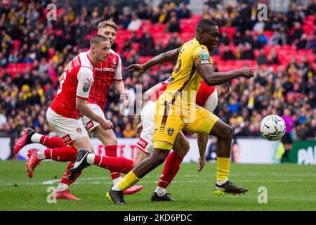 Isaac Olaofe of Sutton United controls the ball during the Papa John ...
