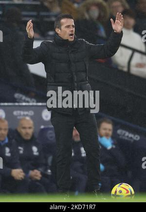 Marco Silva, manager of Fulham during the West Ham United v Fulham ...