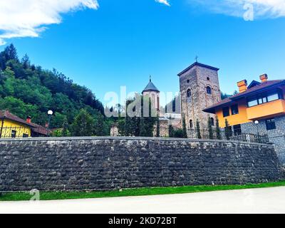 old beautiful medieval monastery Raca near Bajina Basta in Serbia Stock ...