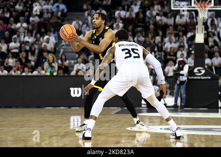 Justin-Simon in action during the game U-BT Cluj-Napoca v MHP Riesen ...
