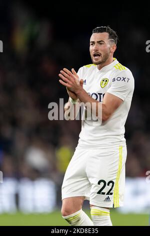 Jack Harrison of Leeds United applauds the fans after the final whistle ...