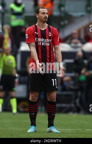 Zlatan Ibrahimovic of AC Milan reacts during the Serie A football match ...