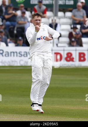 Dom Bess of Yorkshire celebrates the wicket of Will Rhodes of Durham ...