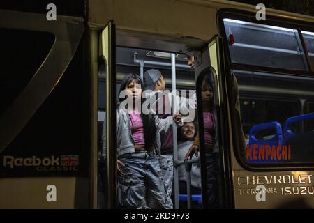 An indigenous woman on the bus, moments before leaving the National ...