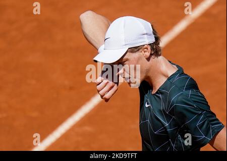 Jannik Sinner of Italy looks dejected during the Round Robin singles ...