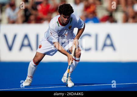 Xavier Gispert of Spain in action during the shootouts during the FIH ...