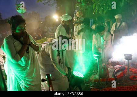 Baul musicians perform at an event organized by Bangladesh shilpokola ...