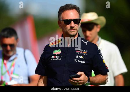 Cristian Horner of Red Bull Racing arrive into the circuit before race ...
