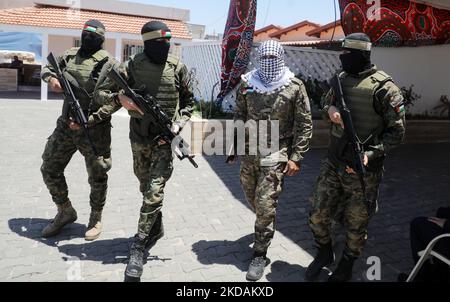 Palestinian militants from the joint operations room of the Palestinian ...