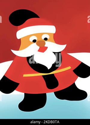 New Year design card. Santa Claus and funny pig Flying with Parachute ...