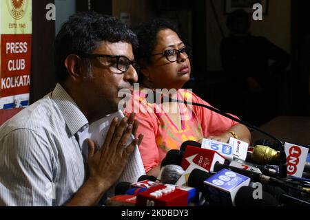 Indian Singer Rupankar Bagchi and his wife chaitali Lahiri in Press Meet about KK Death, in ...