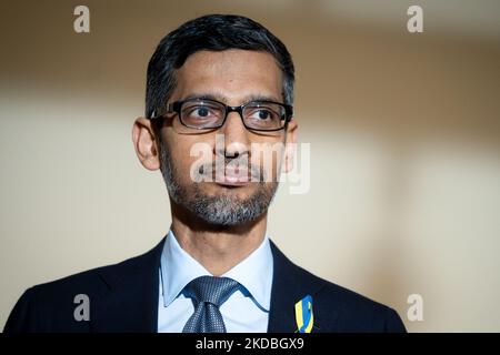 Alphabet CEO Sundar Pichai speaks at a Google I/O event in Mountain ...