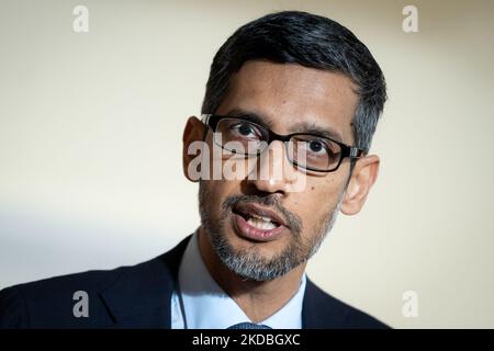 Alphabet CEO Sundar Pichai speaks at a Google I/O event in Mountain ...