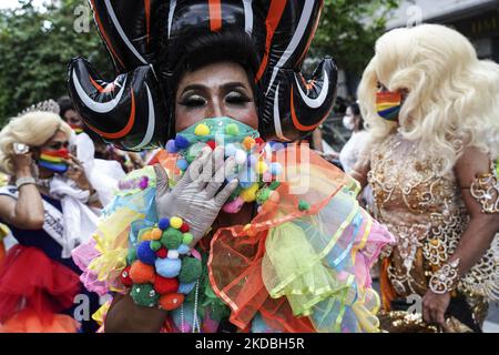 A Thai member of LGBT community takes part in parade to mark pride day 2022 in Bangkok, Thailand ...