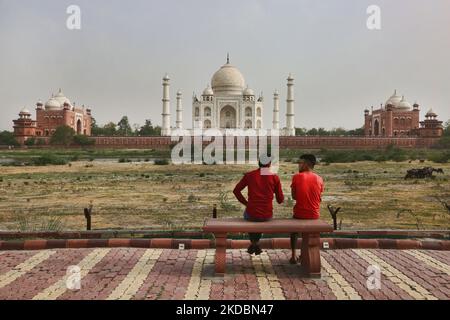 Taj Mahal seen from Mehtab Bagh in Agra, Uttar Pradesh, India, on May ...
