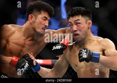 Batgerel Danaa of Mongolia (L) battles Kyung Ho Kang of South Korea in ...