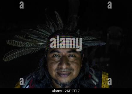 Amilcar, a Pipil dancer poses for a picture during a summer solstice ...
