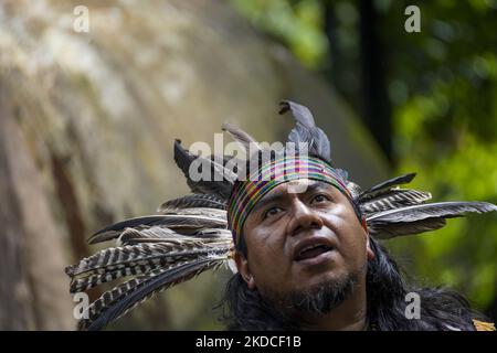 A Pipil dancer performs a traditional indigenous dance during a summer ...