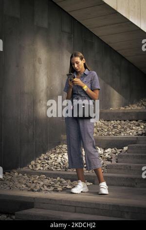 Street Style Moscow Fashion Week 25 June 2022, Moscow, Russia (Photo by ...