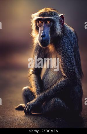 A vertical 3D rendering of a cute monkey Stock Photo - Alamy