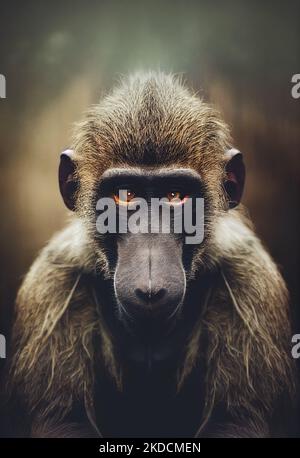 A vertical 3D rendering of a cute monkey Stock Photo - Alamy