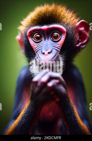 A vertical 3D rendering of a cute monkey Stock Photo - Alamy