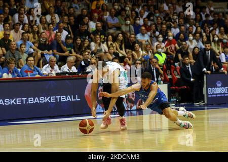 Goran Dragic (SLO) and Marco Spissu (ITA) fighting for the ball during ...