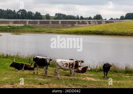 The Polish border with Kaliningrad, Russia and Lithuania and a sign ...
