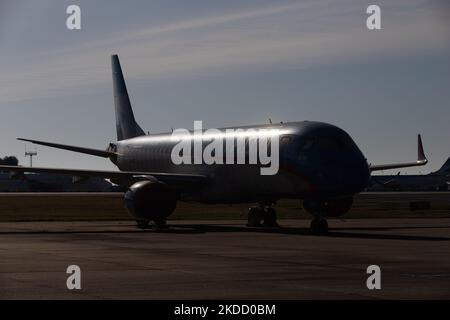 Passenger plane are seen parked at Jorge Newbery airport, in Buenos ...