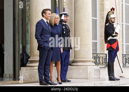 France President Emmanuel Macron with his partner Brigitte Macron ...