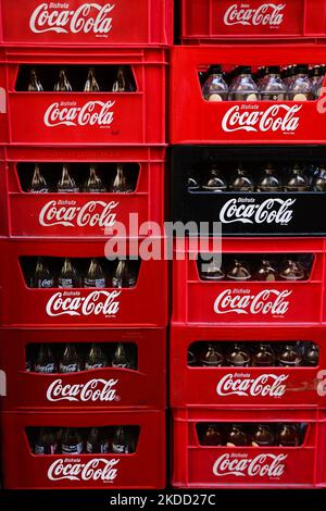 Boxes of Coca-Cola bottles are seen at Coca Cola AmatilÕs new bottling ...